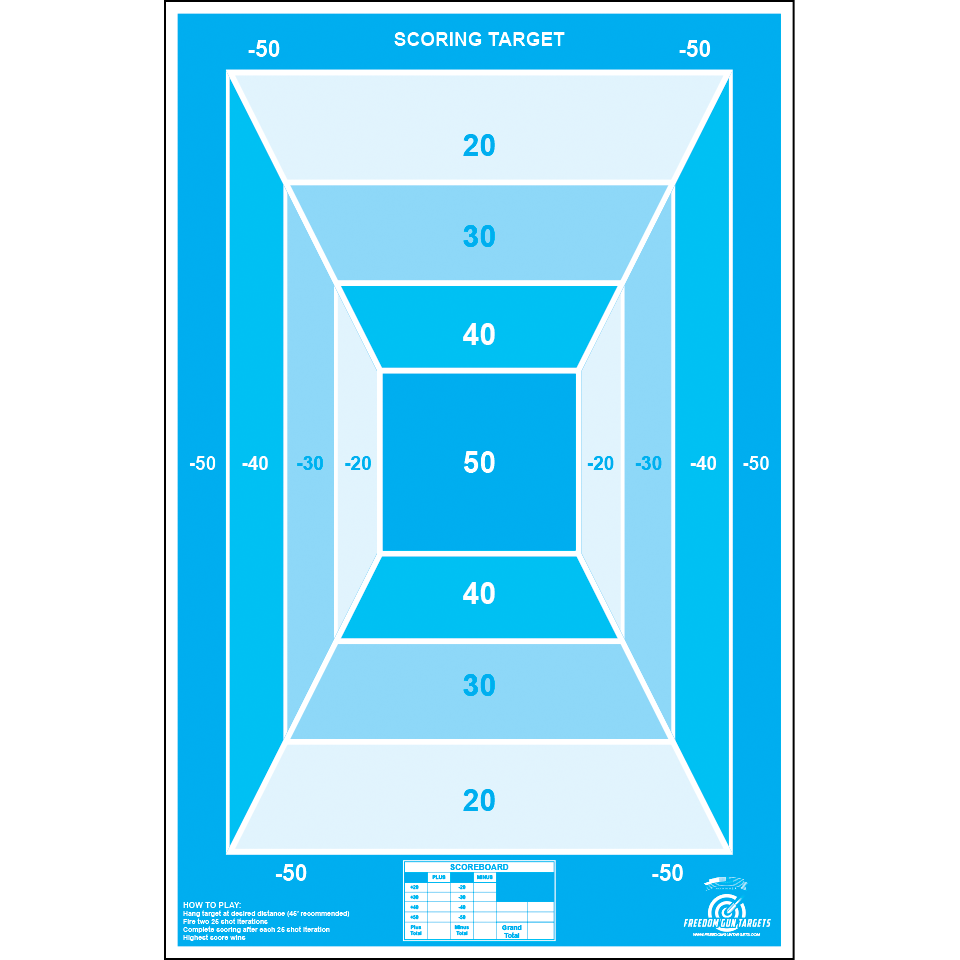 Blue Scoring Game Target - 25 Pack – Freedom Gun Targets