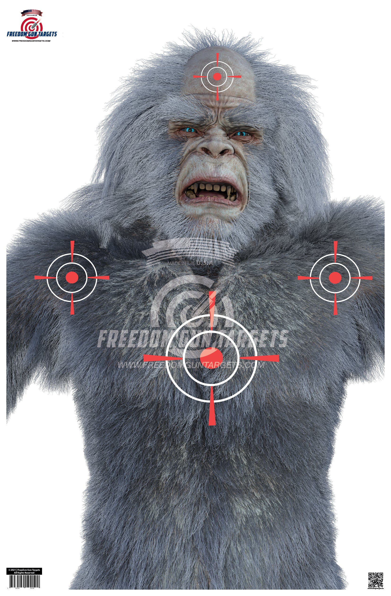 3-D Mean Yeti Target 12"x18"- 25 Pack – Freedom Gun Targets
