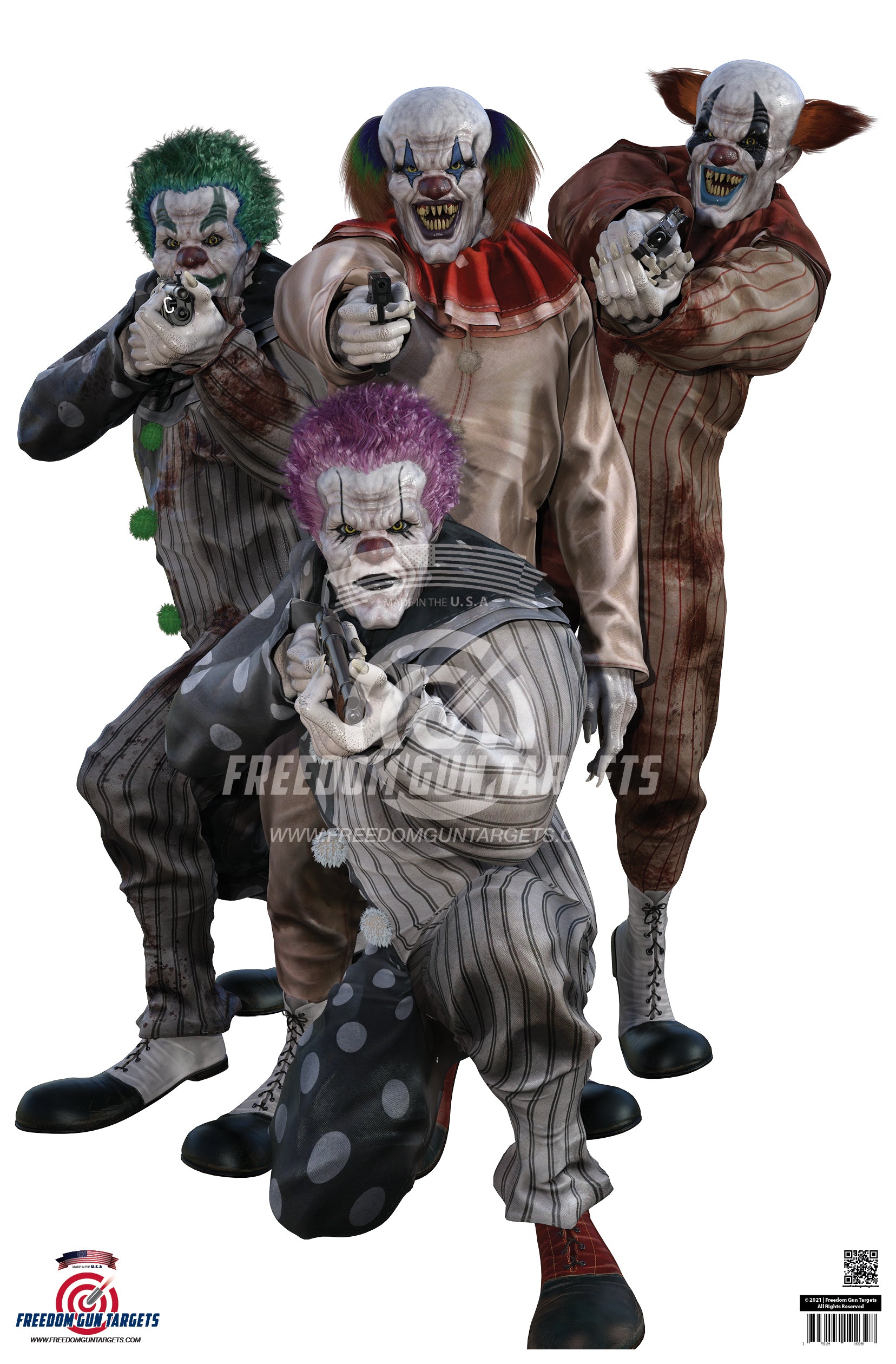 3-D Clown Posse Target 12"x18"- 25 Pack – Freedom Gun Targets