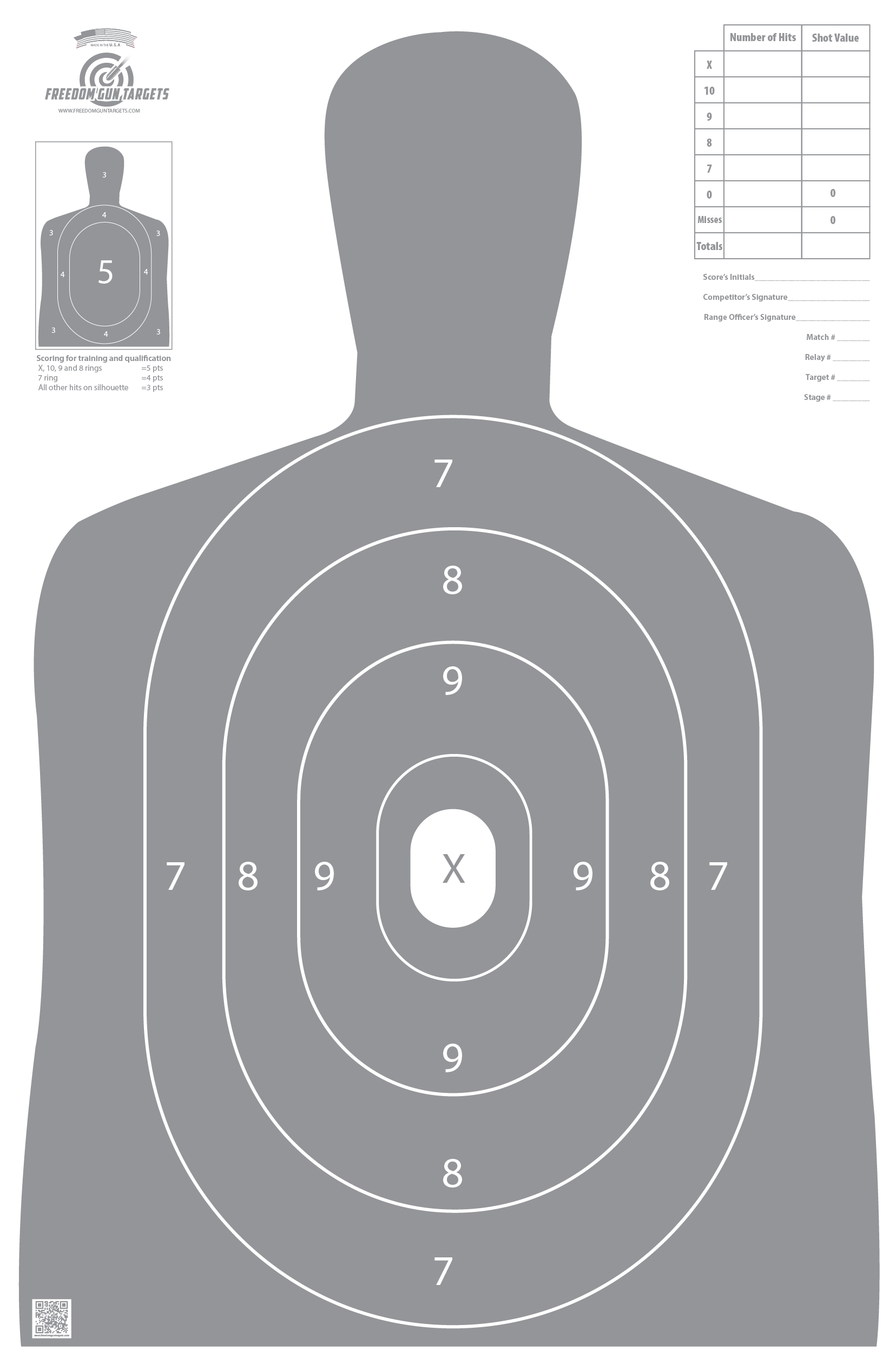 Gray Silhouette Target - 25 Pack – Freedom Gun Targets